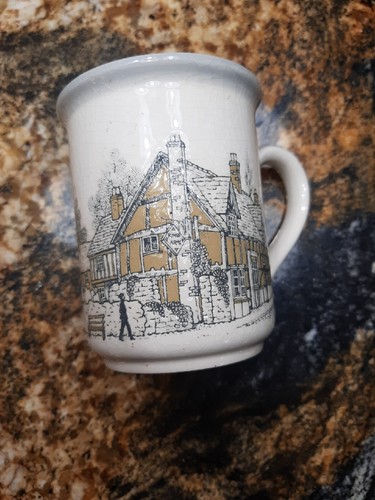 Vintage Coloroll Biltons England Textured Mug Village Scene The Vine ...