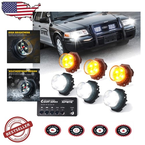 White Amber LED Strobe Lights - 20 Flashing Patterns for Emergency ...