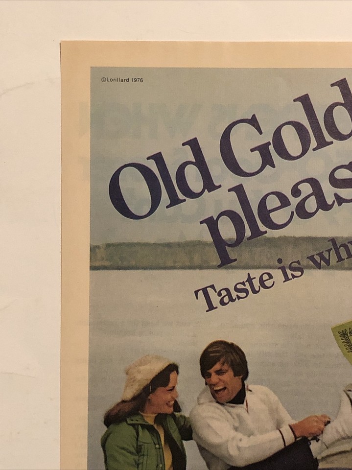 1976 Old Gold Cigarettes PRINT AD Ice Skating VTG 1970s Pleasure ...