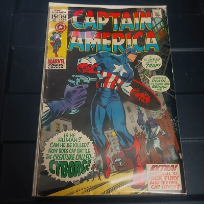 Marvel Comics Captain America #124 April 1970 Cyborg Nick Fury Modok ...