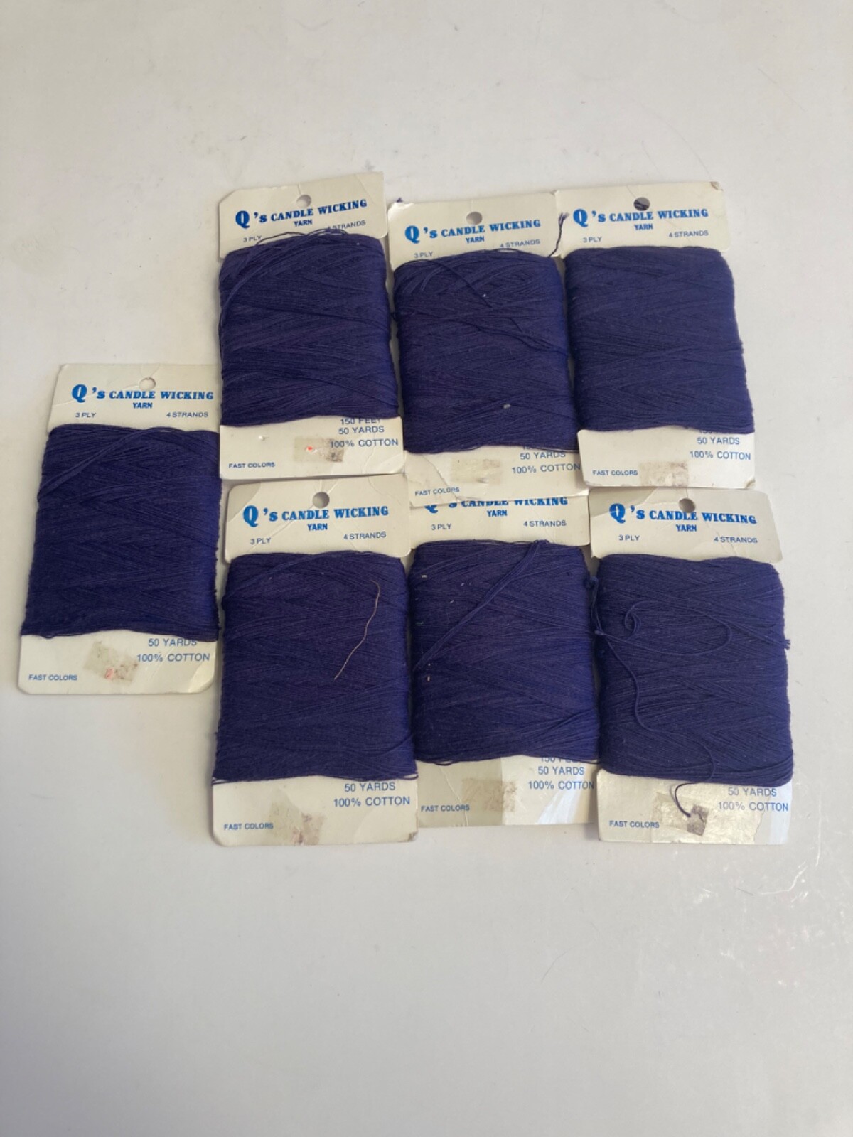 Q's Candle Wicking Yarn Lot of 7 Navy Blue 100% Cotton 150 FT/ 50 Y ...