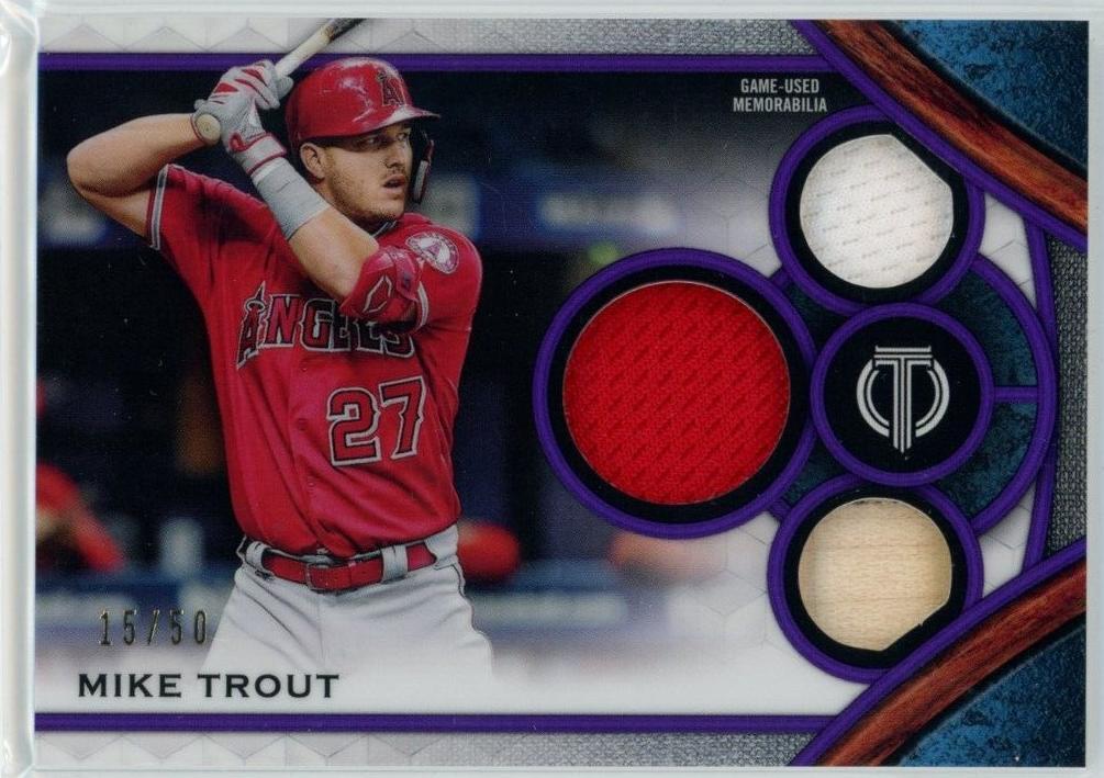 2021 Topps Tribute - Tribute Triple Relics Mike Trout #TTR-MT Purple ...