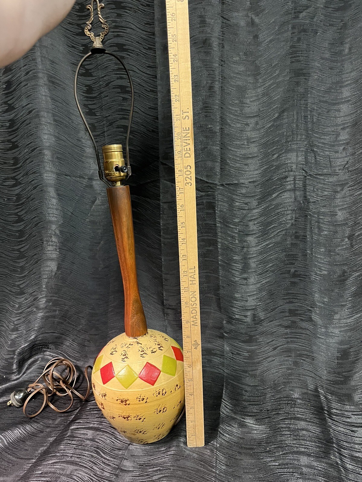 Vintage MCM 1960's Mid Century Modern Atomic Table Lamp Geometric Red ...