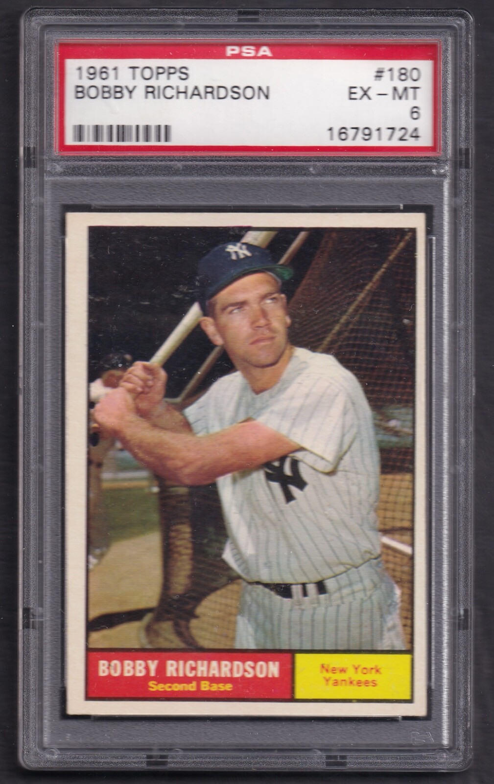1961 TOPPS BASEBALL BOBBY RICHARDSON #180 PSA 6 EX-MT NEW YORK YANKEES ...