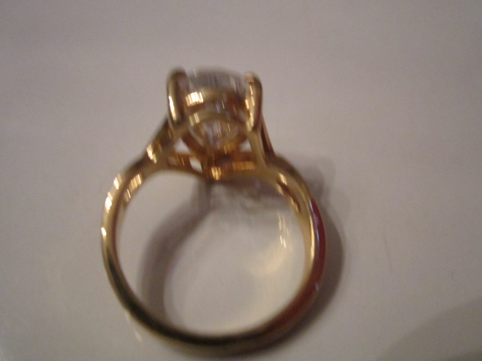 VINTAGE LIND 14K HGE PLATED RING LARGE PEAR SHAPE CRY… - Gem