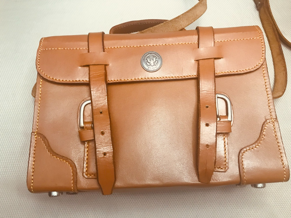 WWII "US ARMY" Heavy Saddle Leather Briefcase / Messenger Bag ...