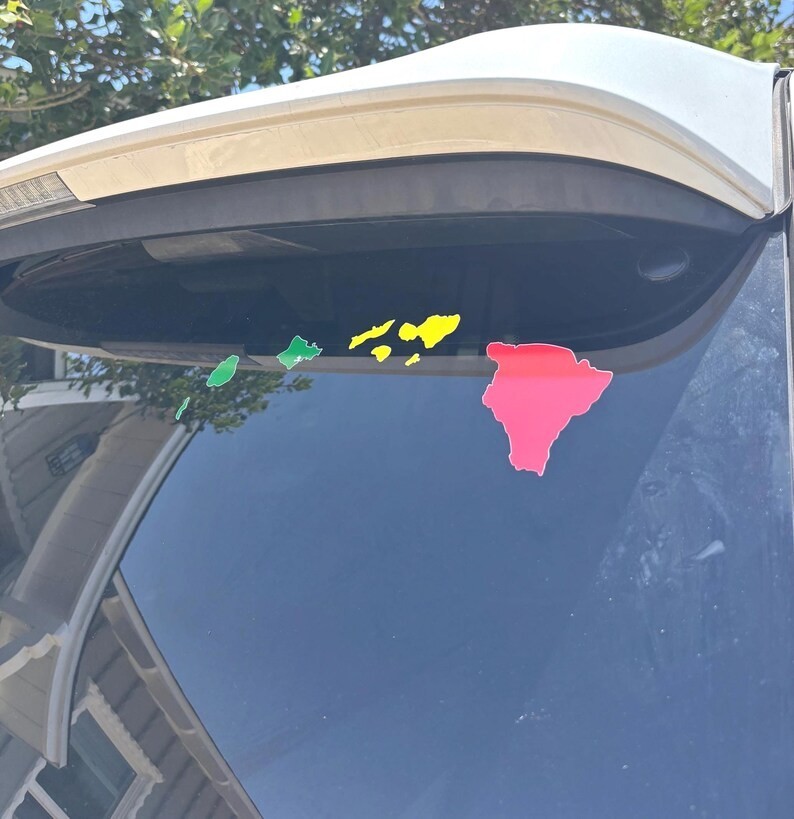 Rasta Map Of Hawaiian Islands ~ Hawaii Vinyl Decal Car Truck Window ...