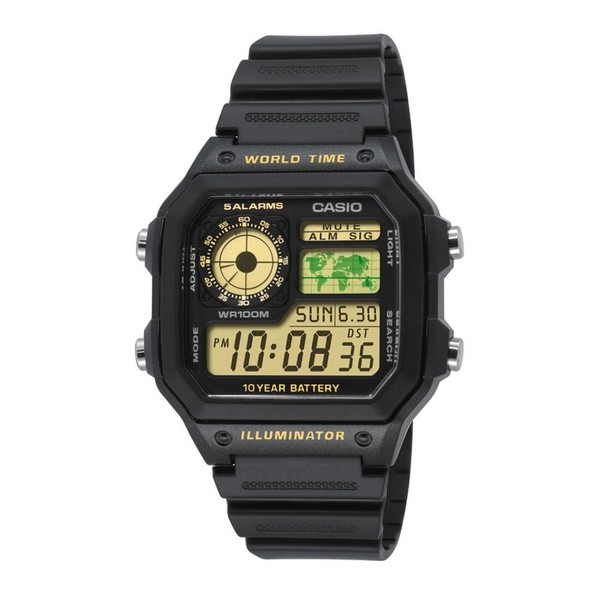 AE-1200WH-1BV AE1200WH Casio World Time Alarm Digital Watch for sale ...