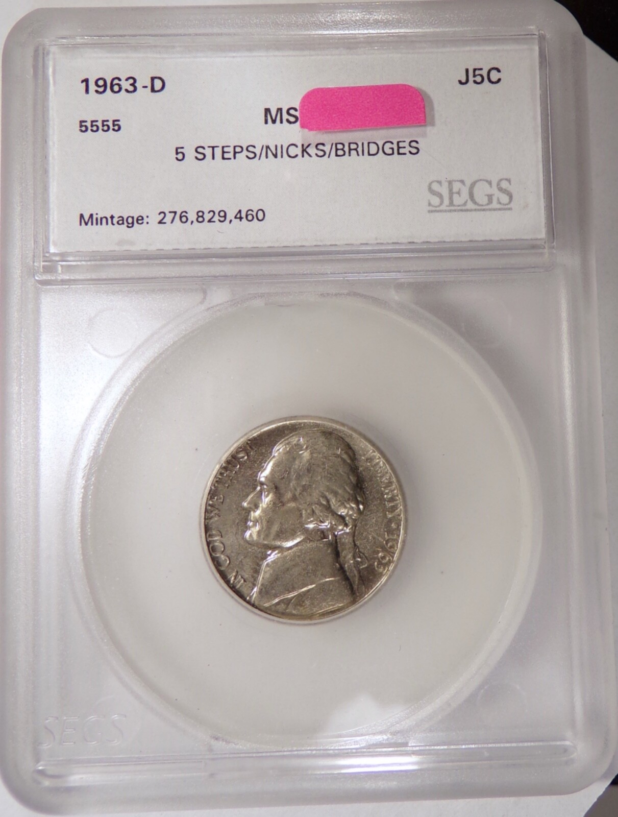 UNC 1963-D Jefferson FULL STEPS! SEGS 5555 Mint State 5 steps/NICK True ...