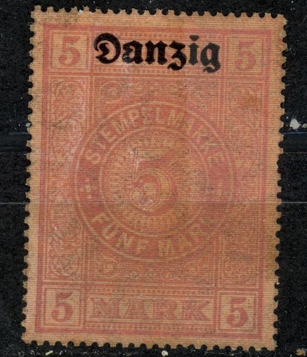 Germany Danzig revenue 5 Mark MNG Stempelmarke fiscal | eBay