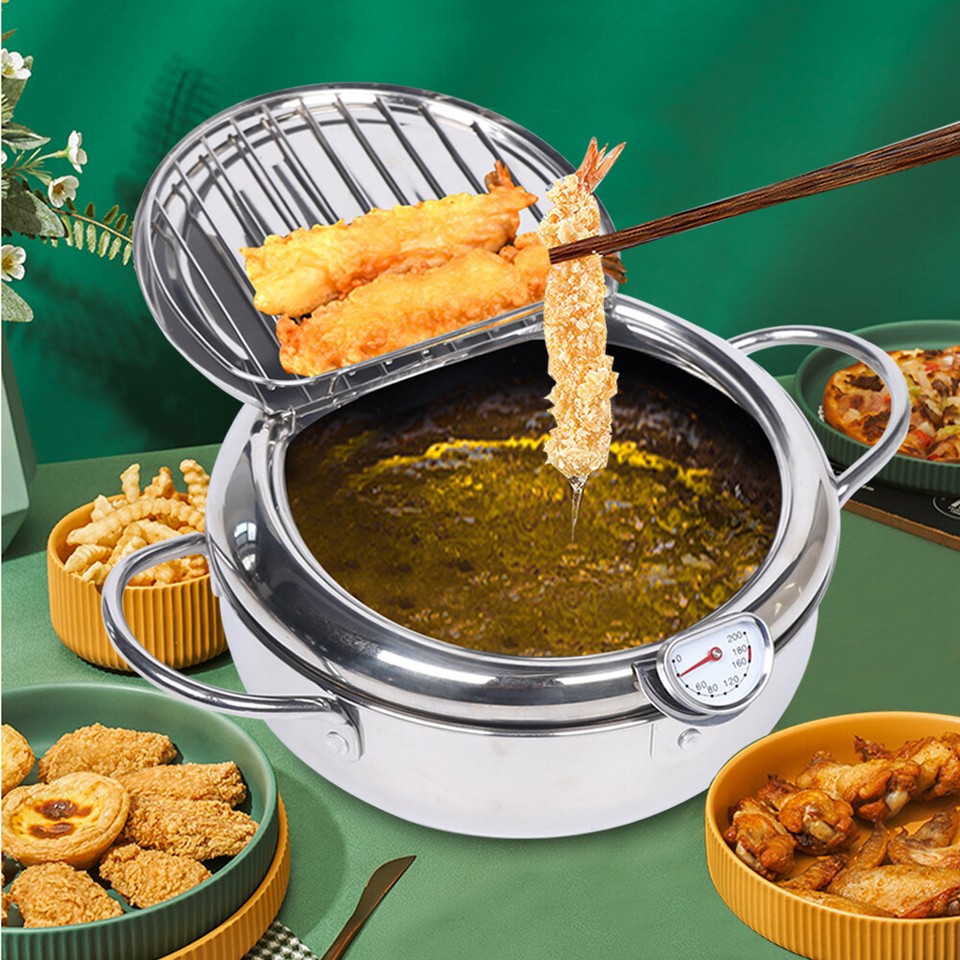 Stainless Steel Deep Frying Pot Non-sticky Kitchen Deep Frying Pan Fry ...