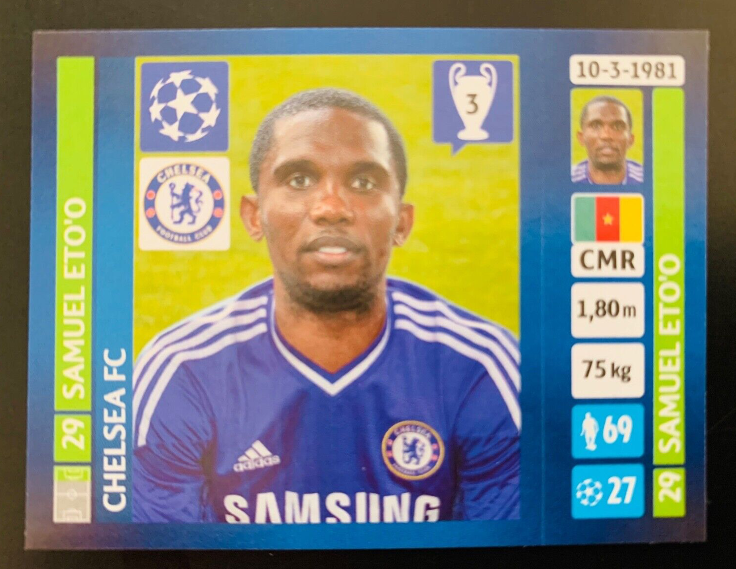 2013-14 Panini Champions League # 339 Samuel Eto'o Chelsea sticker | eBay