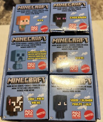 Minecraft Mob Head Boxed Mini Figures Lot Of 12 Assorted Characters In ...