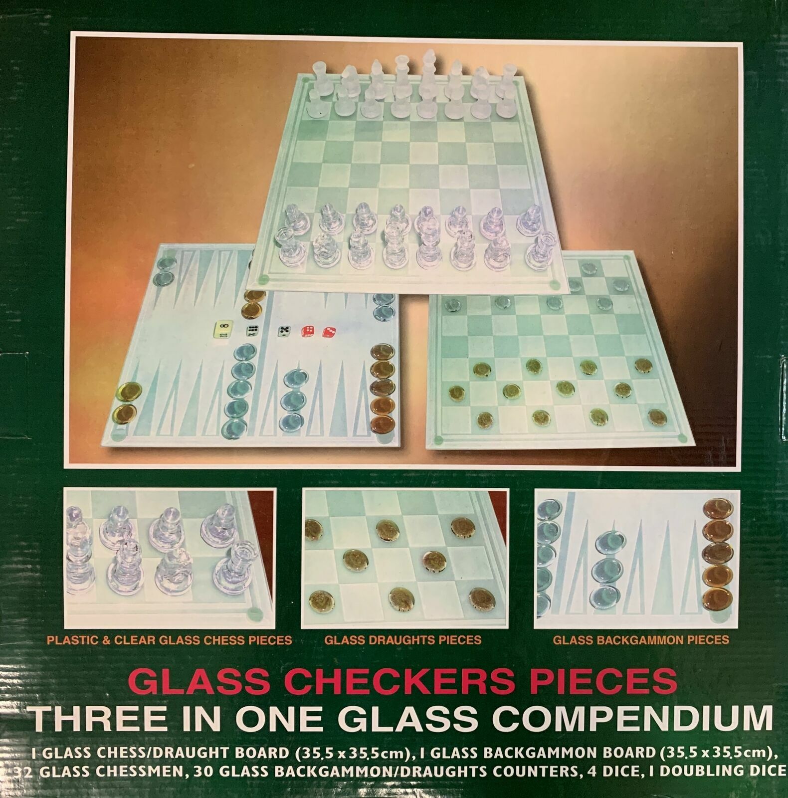 Generation Glass Checkers Pieces Limited Edition Three in One Glass ...