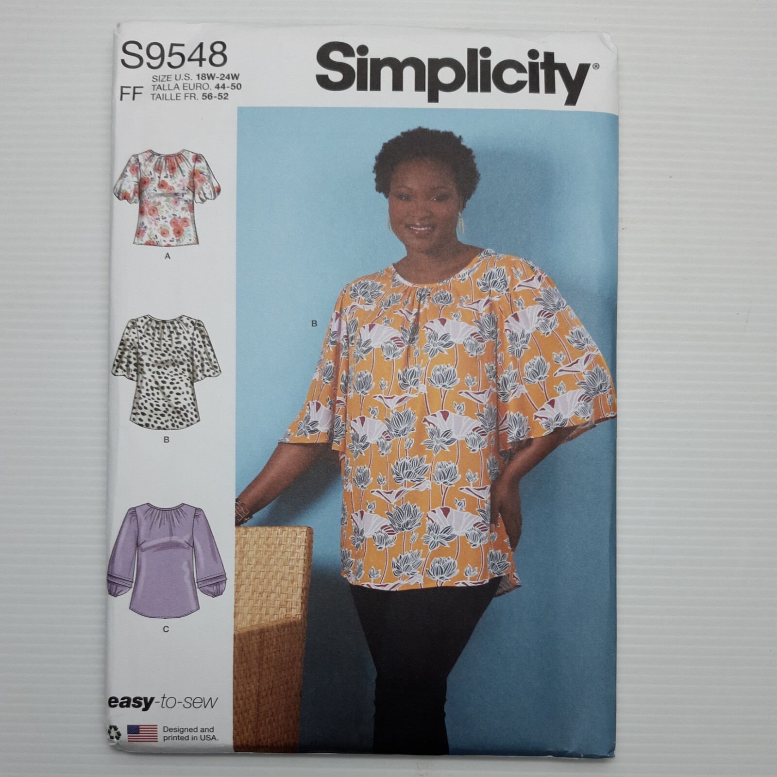 Simplicity Sewing Pattern 9548 S9548 Women's Top Tunic Size 18W-24W NEW ...