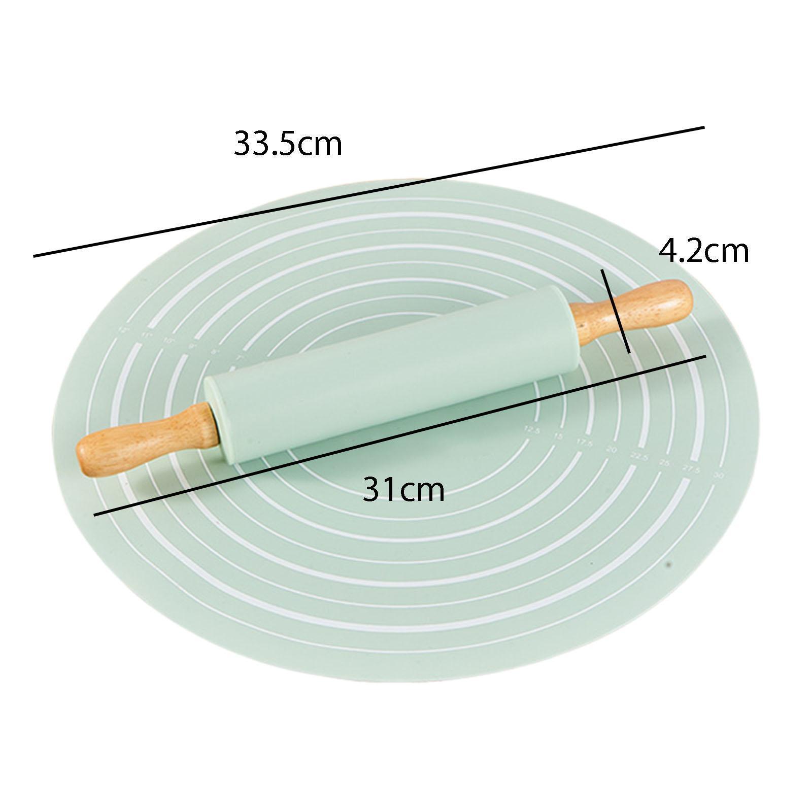 Pastry Baking Mat and Rolling Pin Fondant Pizza Pie Crust Mat for Cake ...