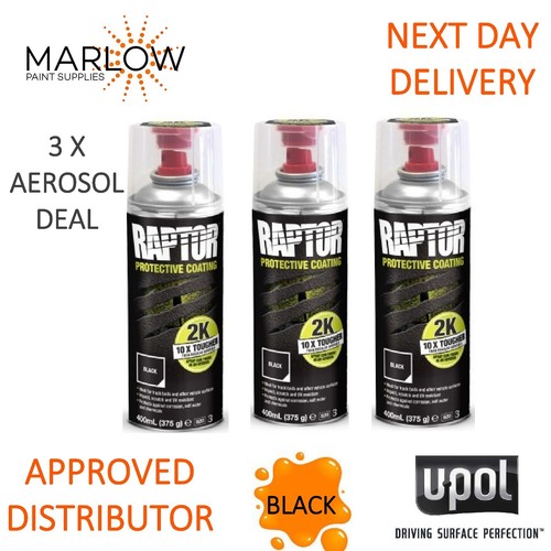 3 X UPOL RAPTOR 2K TOUGH BED LINER U-POL PROTECTOR 400ML AEROSOL ...