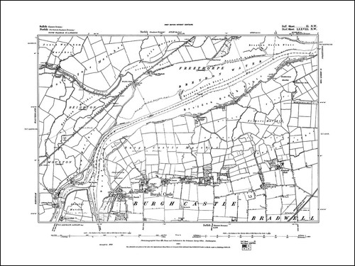 Burgh Castle, old map Suffolk 1884: 2NW repro | eBay UK