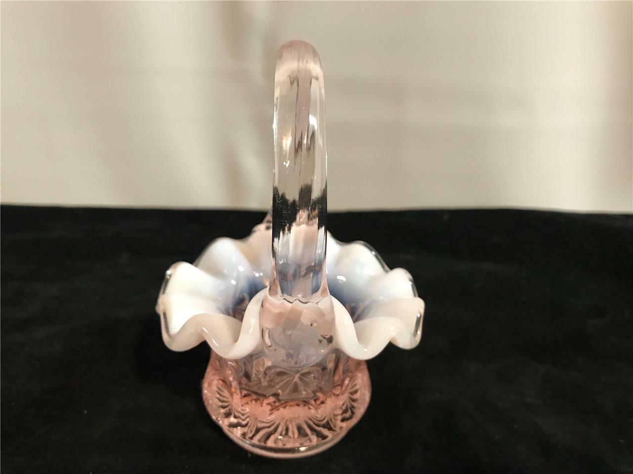 Fenton Tear Drop Pink Opalescent Miniature Basket | eBay