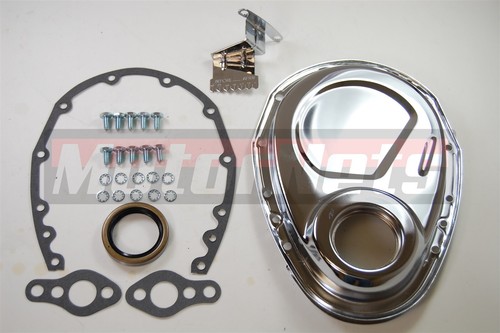 SBC Chevy Chrome Steel Timing Cover Kit Tab283 327 350 383 400 Small ...