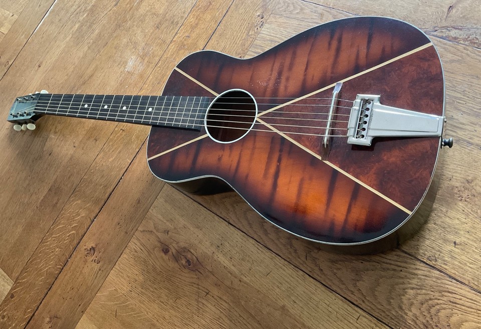 Harmony 1940's Harmony H1150 “Woodpanel Art deco” Acoustic Guitar | eBay UK