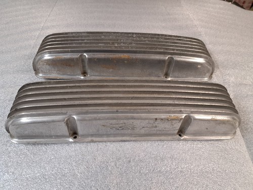 CAL CUSTOM FINNED ALUMINUM VALVE COVERS 283 327 SBC SMALL BLOCK CHEVY ...