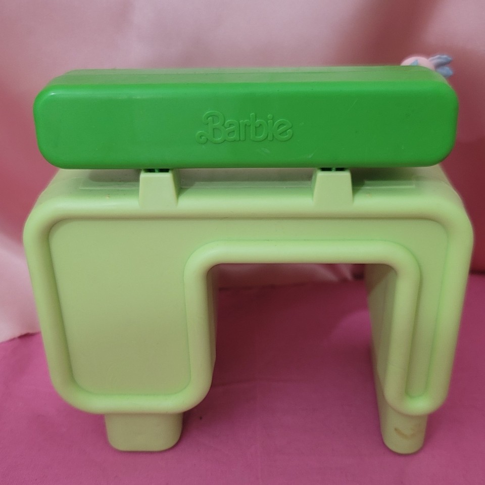 Vintage 1977 Barbie Doll Dream House Green Desk Stool Furniture With ...