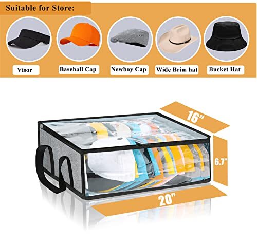 Large Hat Storage Bag Organizer for Baseball Caps Holds Up To 40 Hats ...