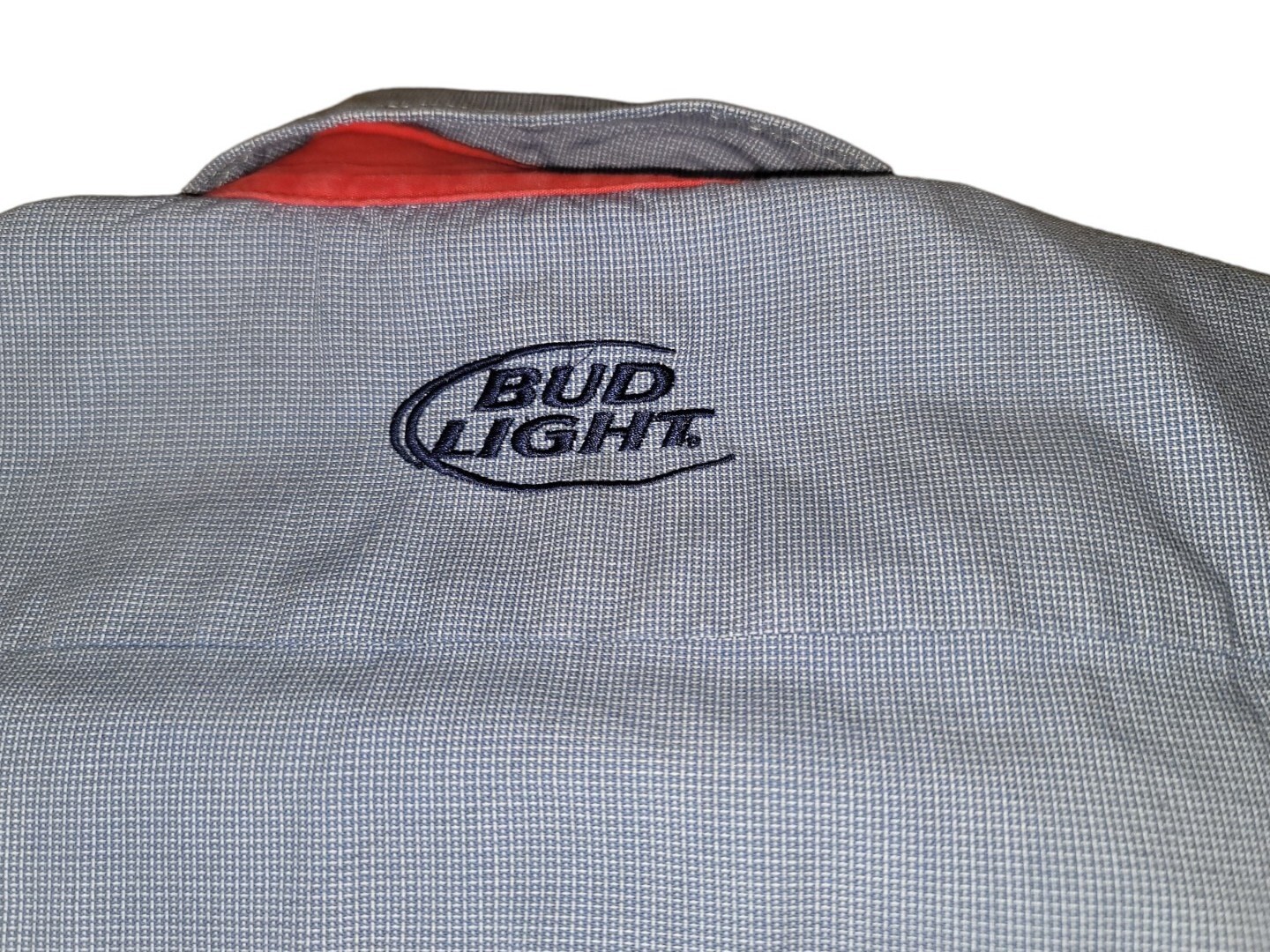Vtg BUD Light BUDWEISER Beer BlueUniform Button Down… - Gem