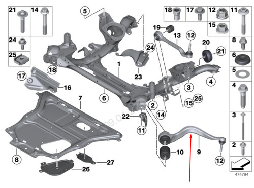 NEW BMW 3 F30 FRONT RIGHT CONTROL ARM 31126854724 6854724 2015 OEM | eBay
