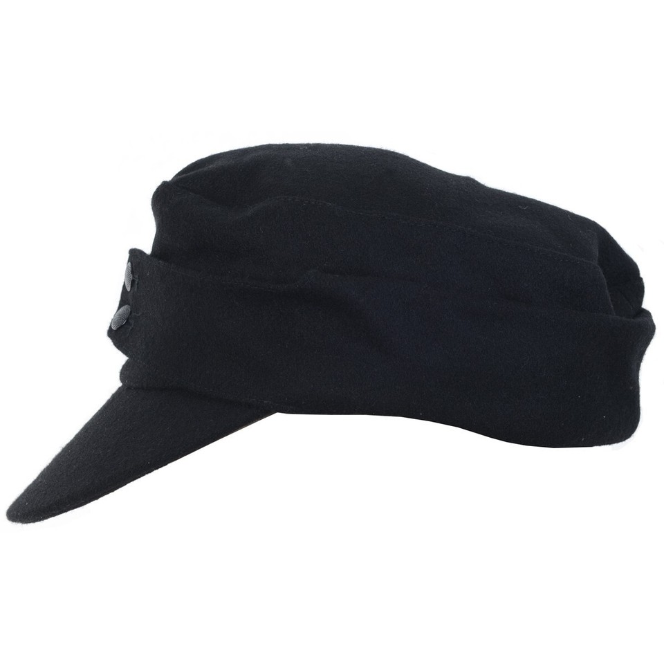 WW2 Repro German Panzer Crea M43 Ski Cap - Black Sun Peak Hat Soldier ...