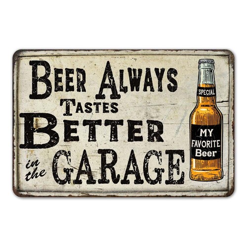 Beer Better in the Garage Sign Vintage Look Rustic Man Cave Den Bar ...