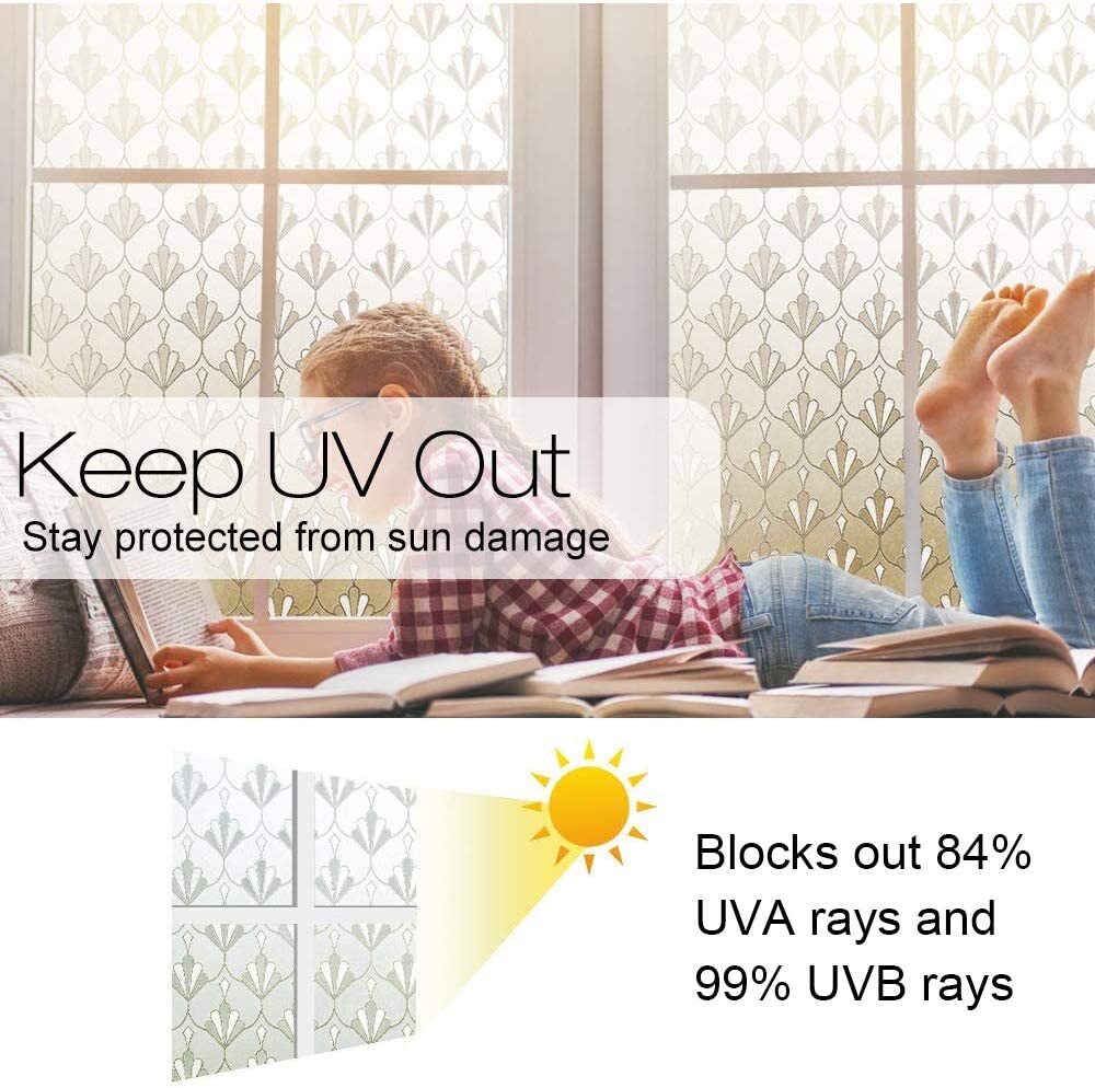 rabbitgoo Privacy Window Film Frosted Static Cling Decorative Glass ...