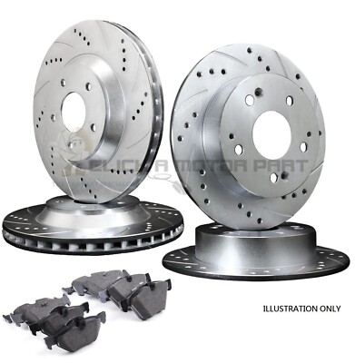 Drilled Grooved Front And Rear Brake Discs Pads For Volvo C30 1.6 R ...