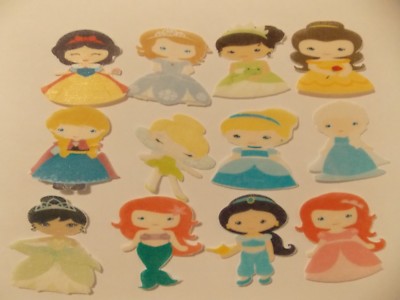 12 PRECUT edible wafer/rice paper Princess Babies cake/cupcake toppers ...