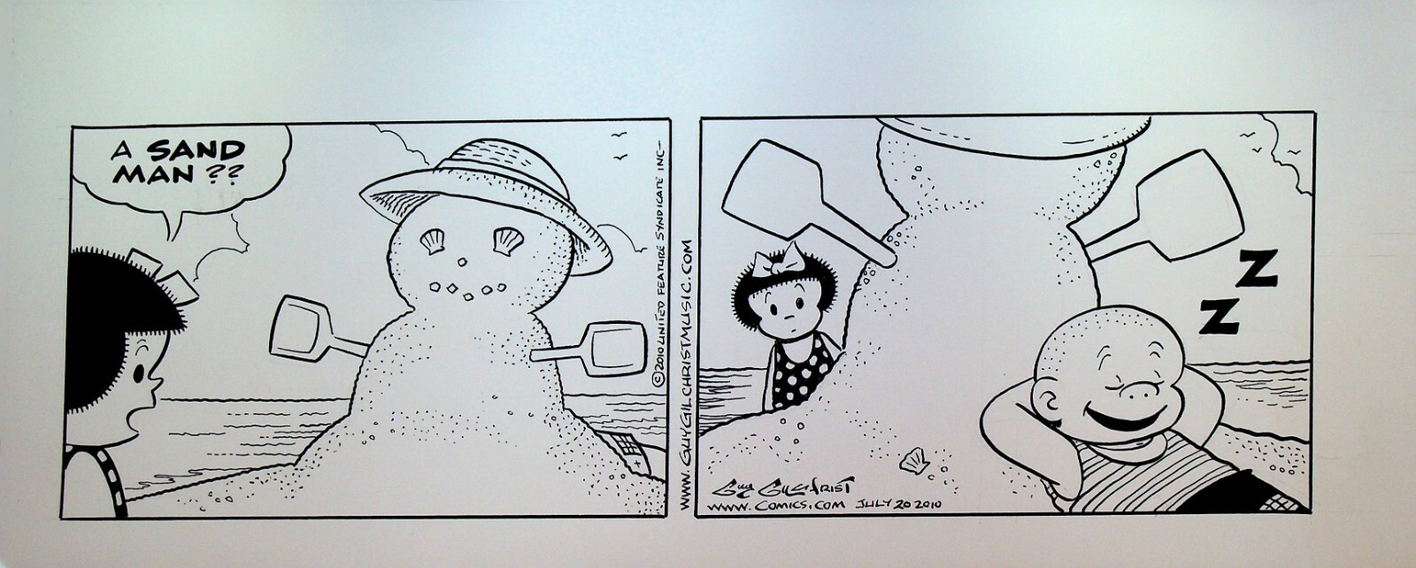 Nancy Comic Strip Original Art Guy Gilchrist July 20 2010 Beach Sand ...