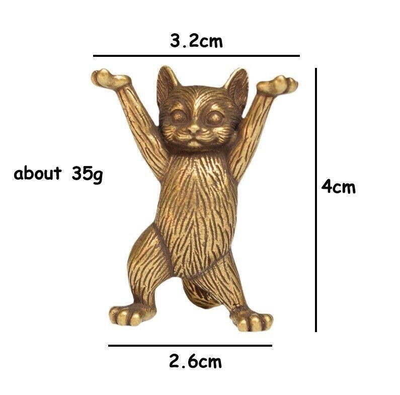Brass Cat Animal Statue Small Sculpture Tabletop Figurine Home Decor ...