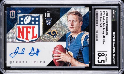 2016 PANINI UNPARALLELED NFL SHIELD #201 JARED GOFF ROOKIE 1/1 CGC 8.5 ...