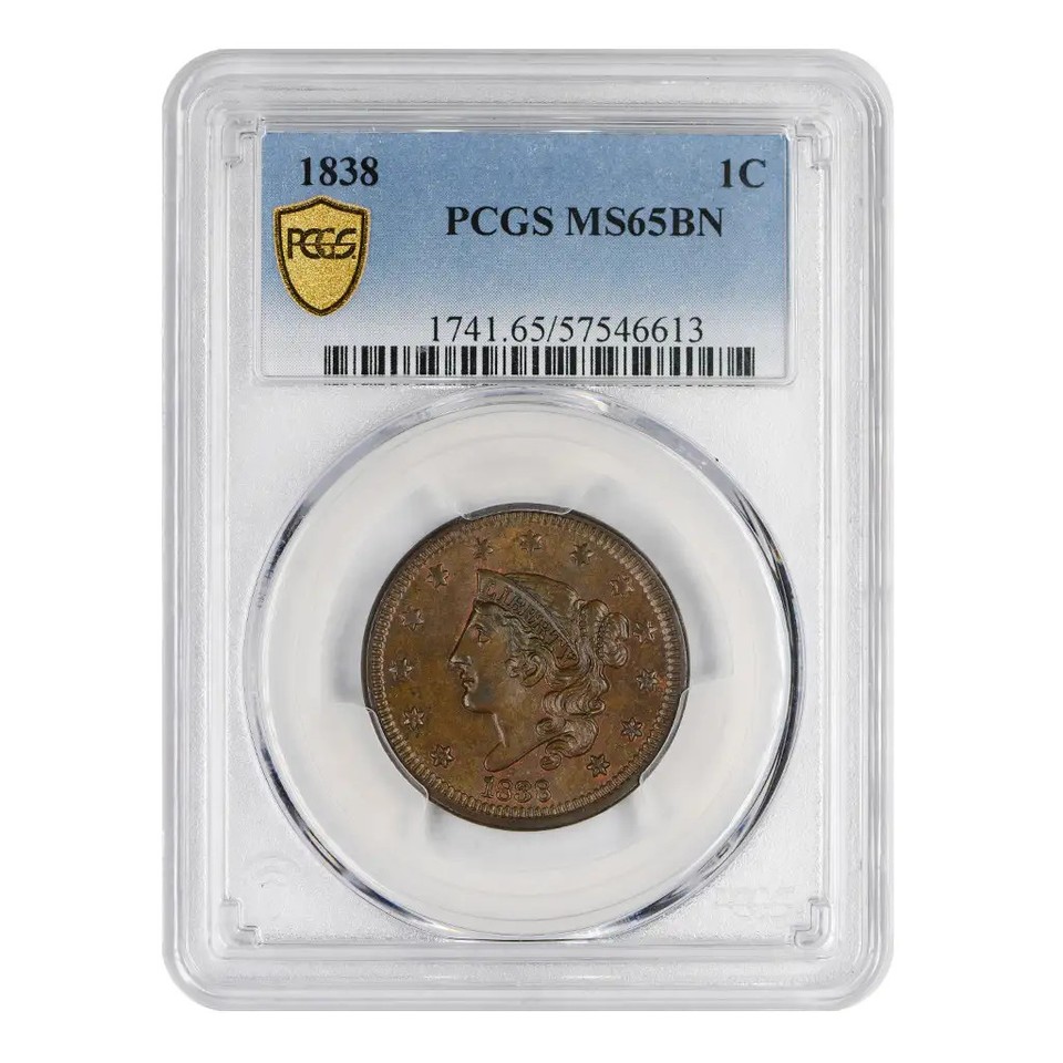 1838 Coronet Head Large Cent PCGS MS-65 BN | eBay