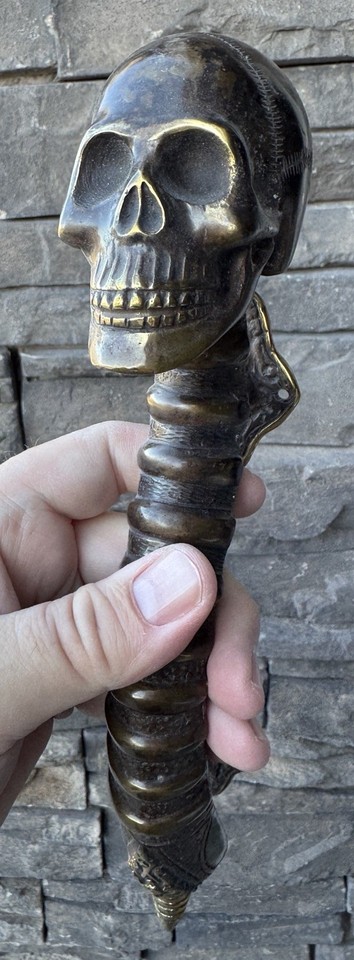 Vintage Brass Human Skeleton/Skull/Spine Door Pull Handle - Large (11 ...