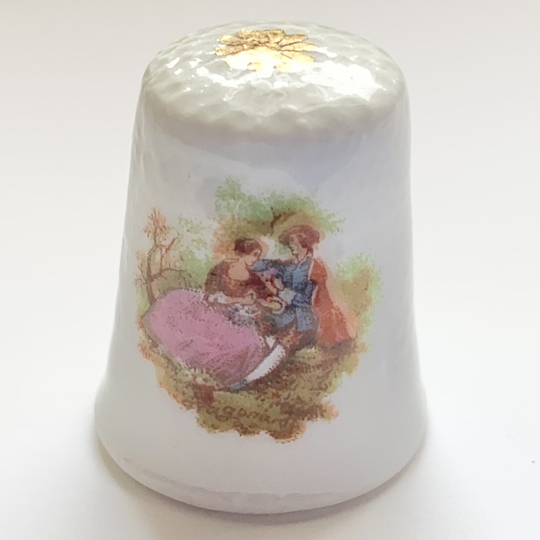 Vintage Limoges France Porcelain Thimble Fragonard Art Lover Scene ...