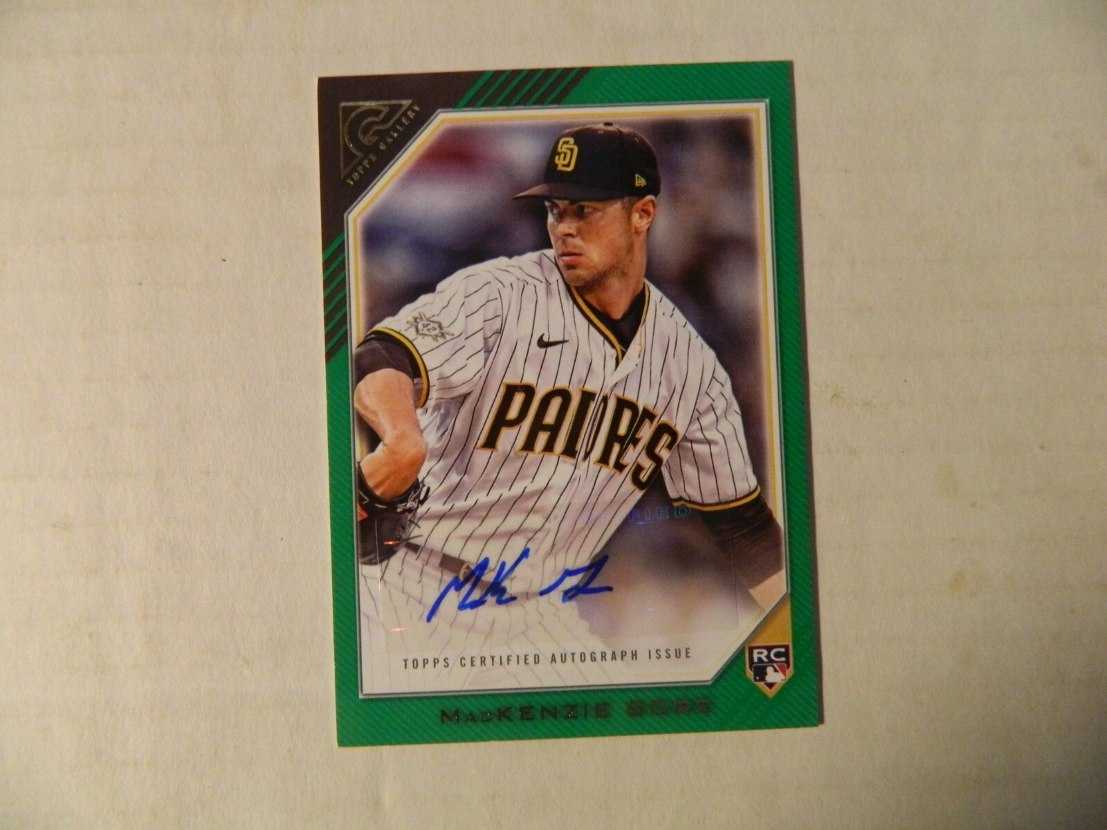 2022 Topps Gallery Green Autographed Rookie Card of MacKenzie Gore ...