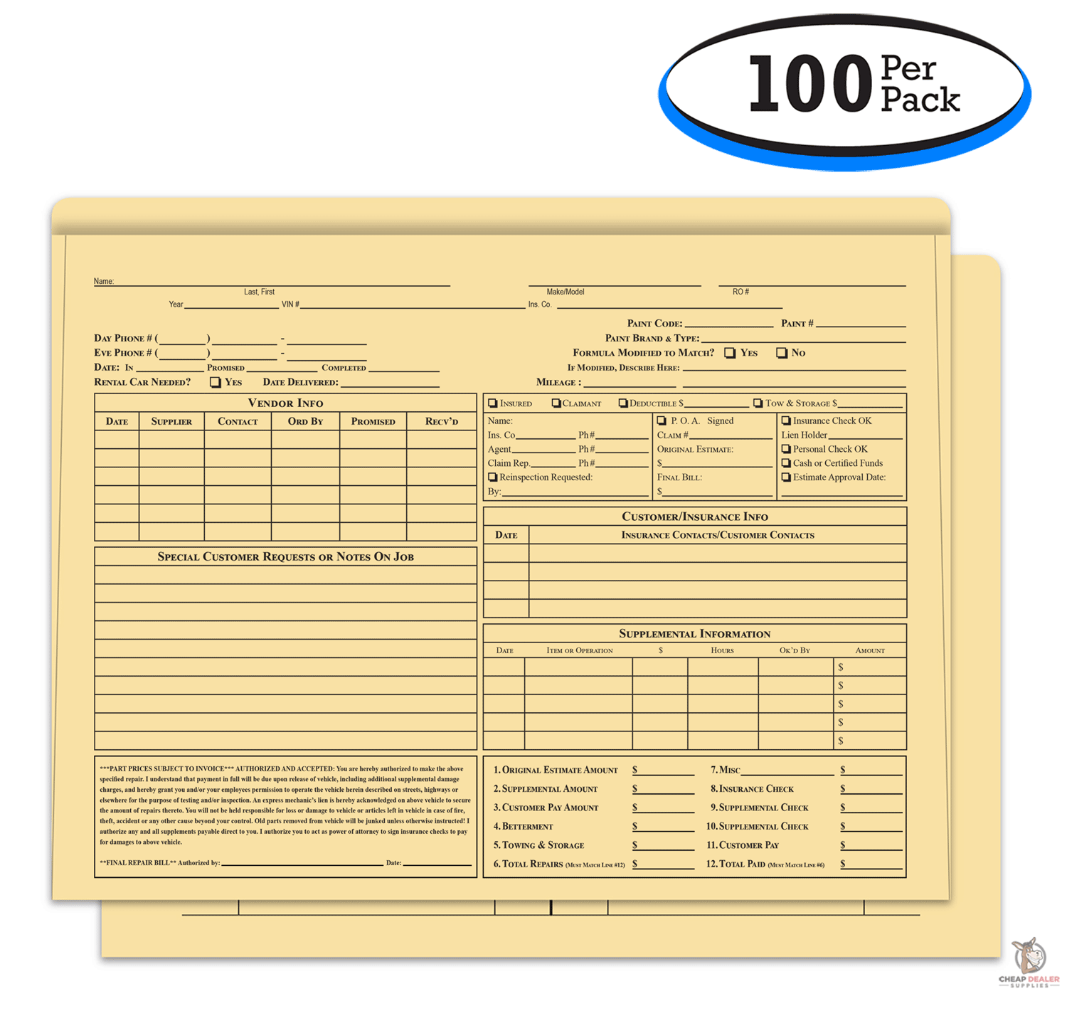 Heavy Duty Body Shop Repair Jackets - Buff Envelopes (100 per pack) | eBay