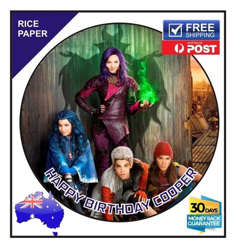 Descendants PERSONALISED Edible Rice Paper Image birthday party cake ...