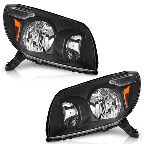 WEELMOTO For 2003 2004 2005 Toyota 4Runner Black Headlights w/o Bulbs ...