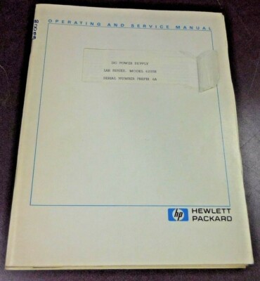HP DC Power Supply Lab Series, Model 6200B Prefix 6A Op & Service ...