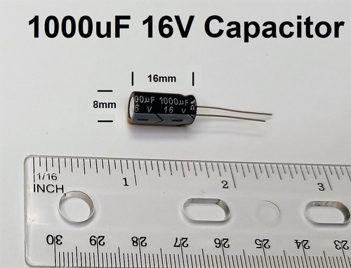 1000uF 16V Radial Electrolytic Capacitor, 8x16mm, 105 °C, New, USA Free ...