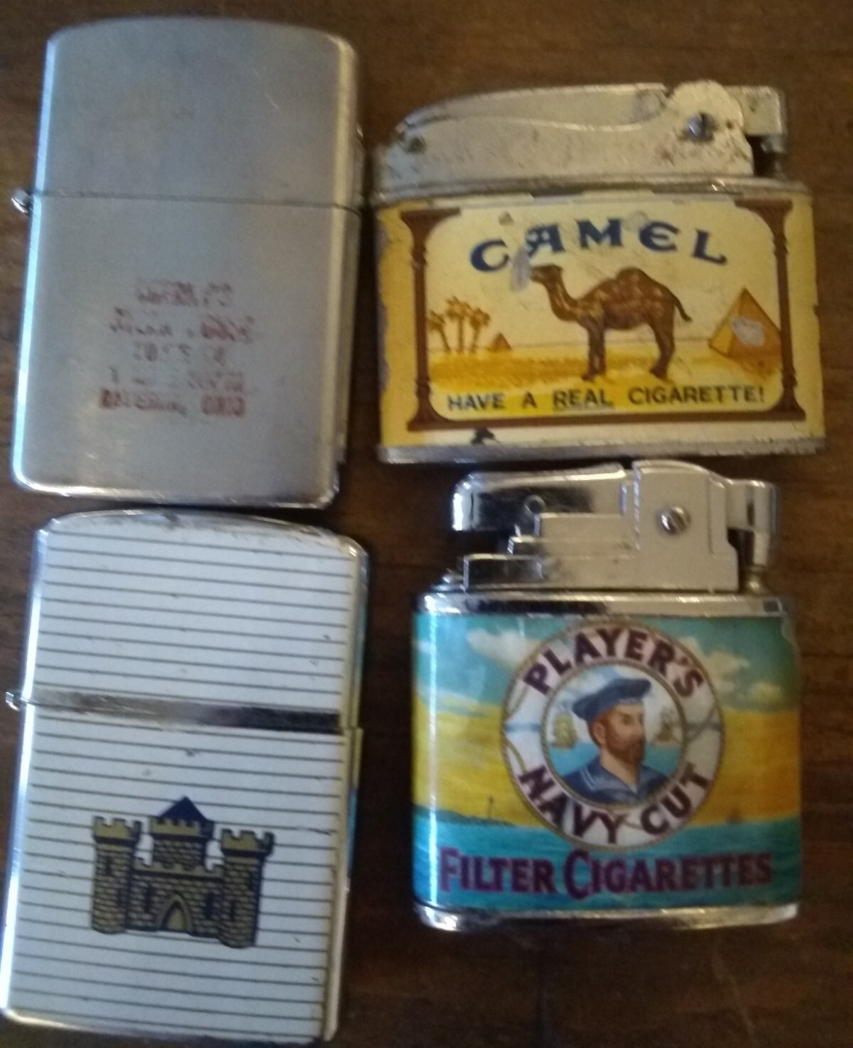 VINTAGE LOT OF 4 ASSORTED CIGARETTE LIGHTERS CAMEL, PLAYERS NAVY CUT ...