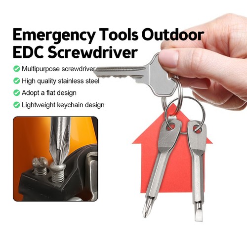 1 Pair Pocket EDC Screwdriver Key Chain Ring Outdoor Multi Tool Nut ...