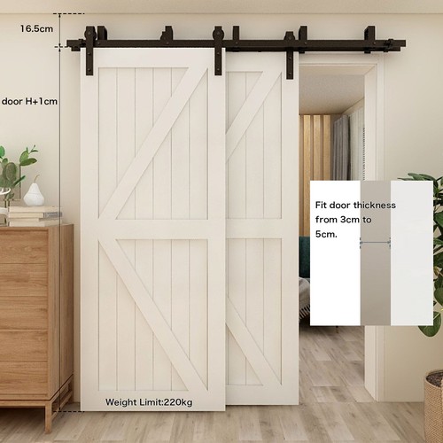 CCJH Bypass 4-20FT Sliding Barn Door Hardware Kit For Double Door Track ...